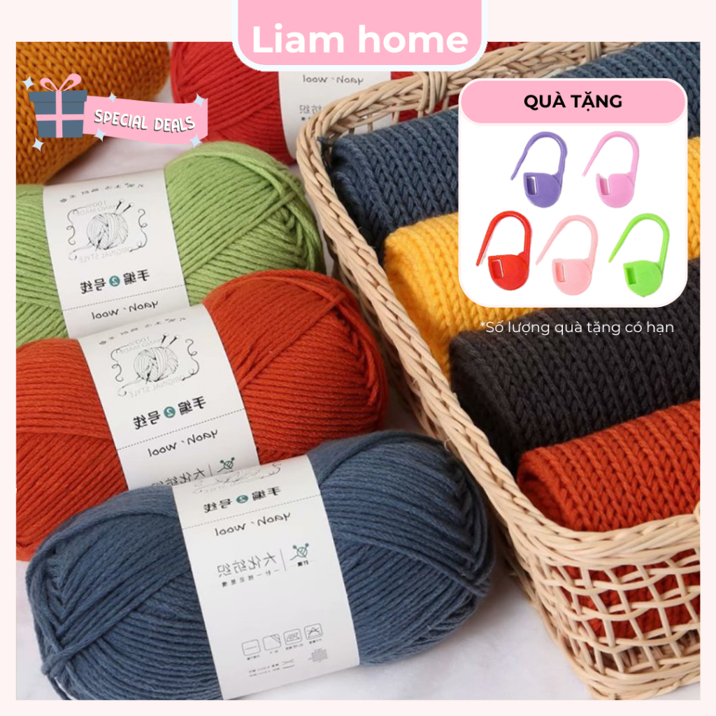 Len Yaoh Wool trơn đan khăn , áo | Shopee Việt Nam
