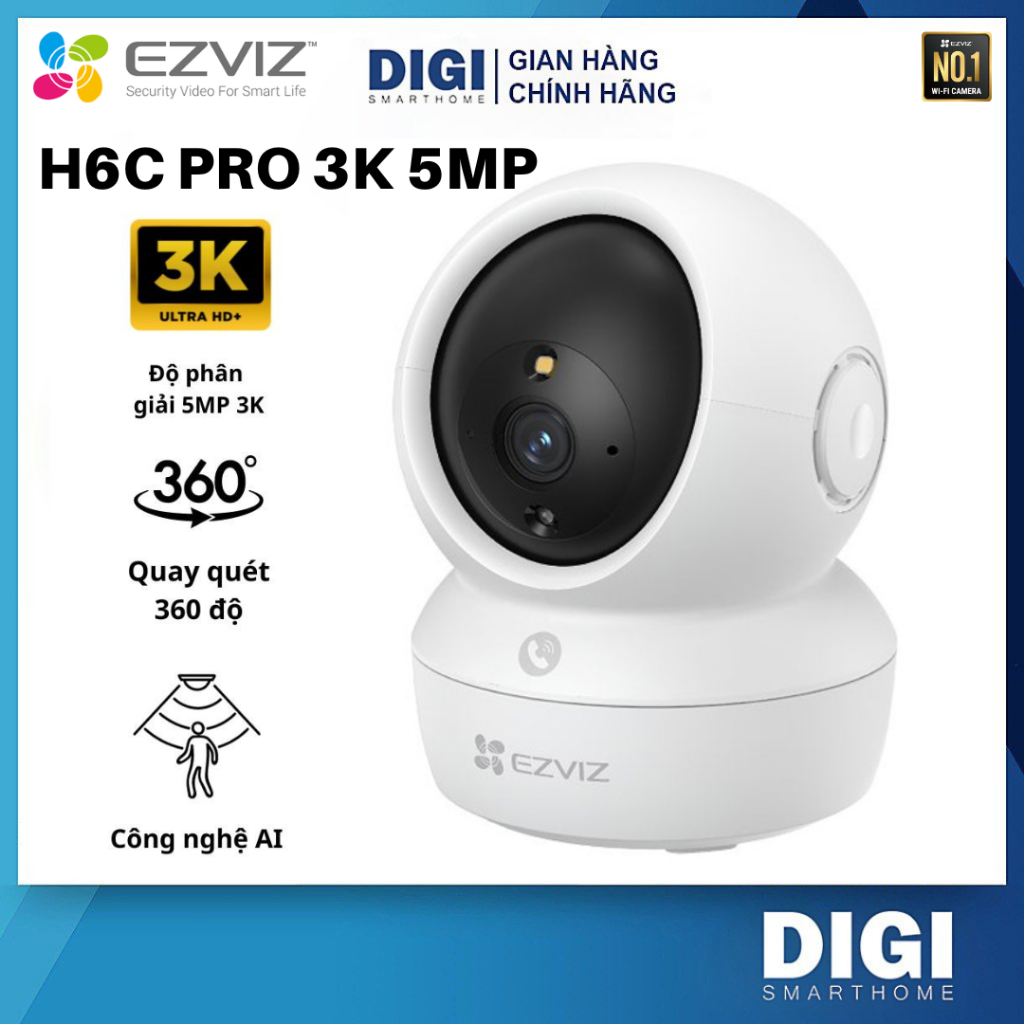 Camera Wifi EZVIZ H6C G1 8MP, H6C G1 5MP, H6C PRO 5MP/4MP/3MP/2MP, C6N PRO 3MP, C6N 2MP Xoay 360 ...