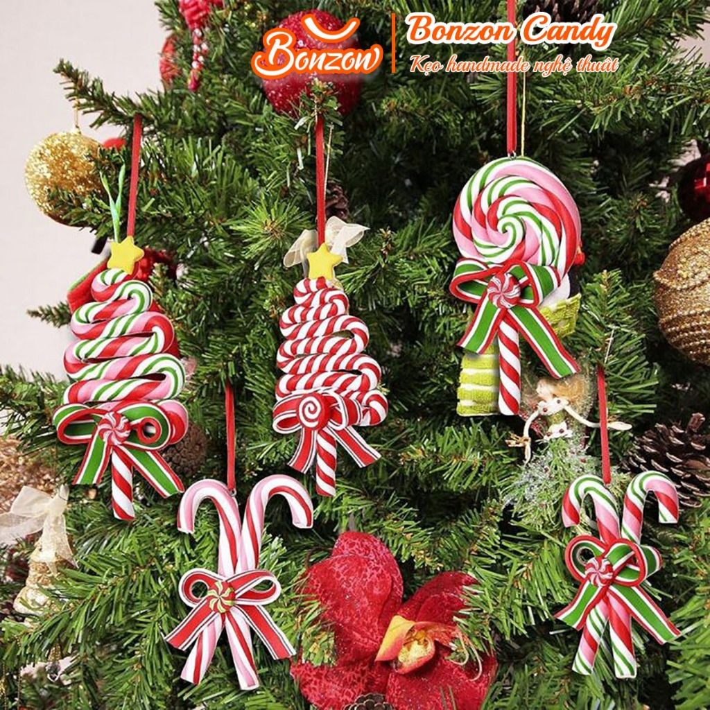 Combo hũ kẹo viên giáng sinh 200g và 3 kẹo mút cây thông hương trái cây ...