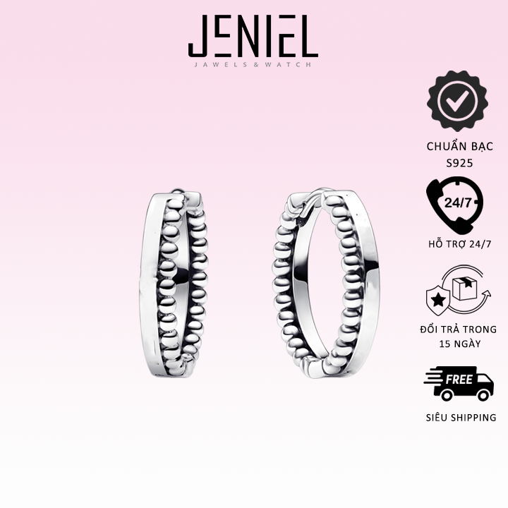 Khuyên tai Signature Logo & Beads Hoop Earrings 3058 Fullbox - Bạc S925 ...