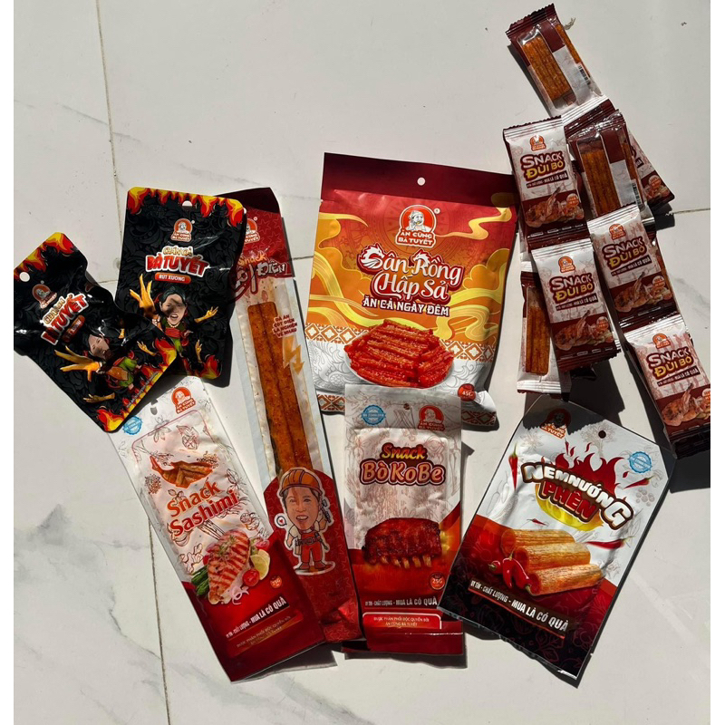 1 Gói Ăn vặt cùng Bà Tuyết nem nướng, snack bò kobe, snack cột điện ...