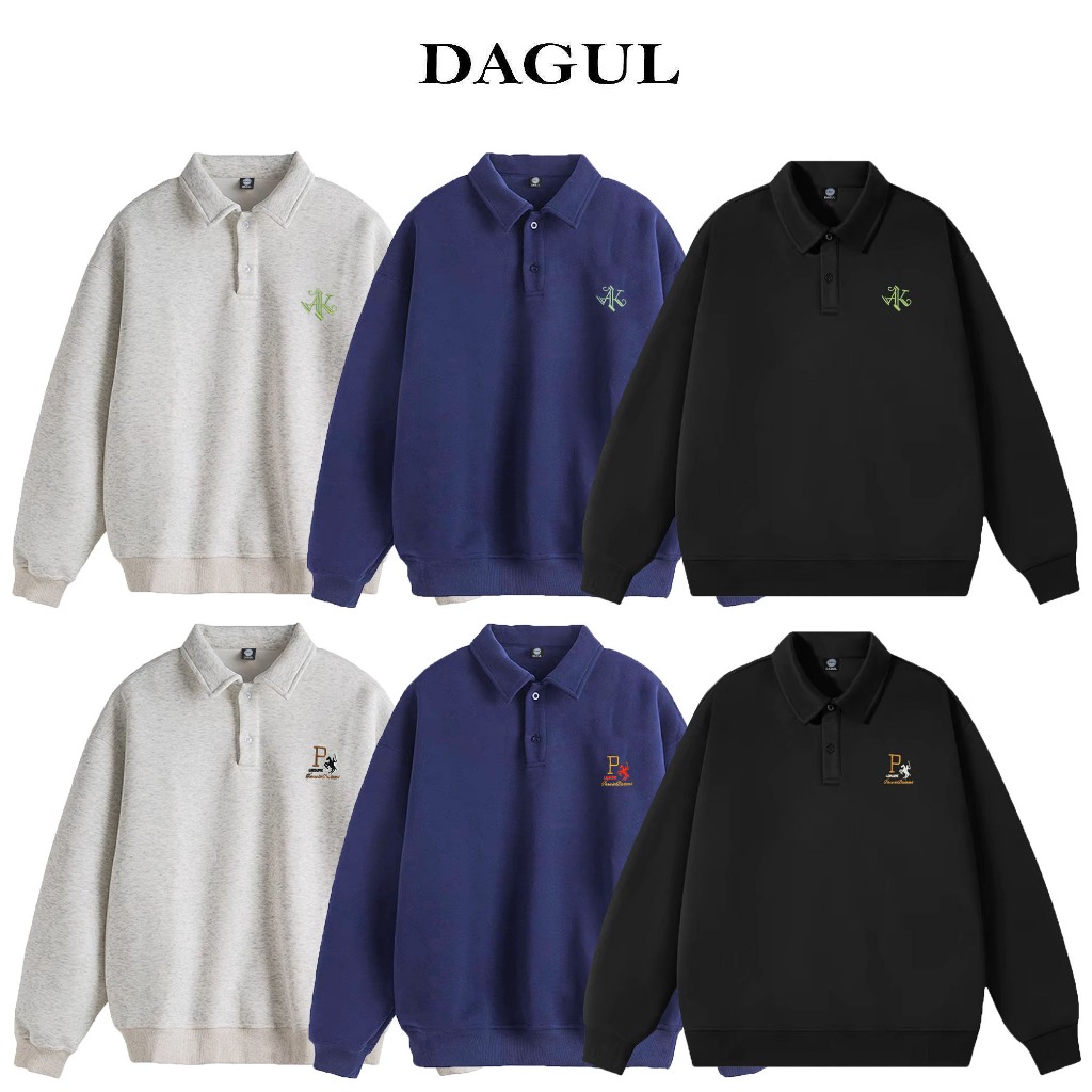 Áo Polo Sweater DAGUL Nam Nữ Unisex Logo Thêu Nổi Chất Liệu Nỉ Ép 2 Da ...