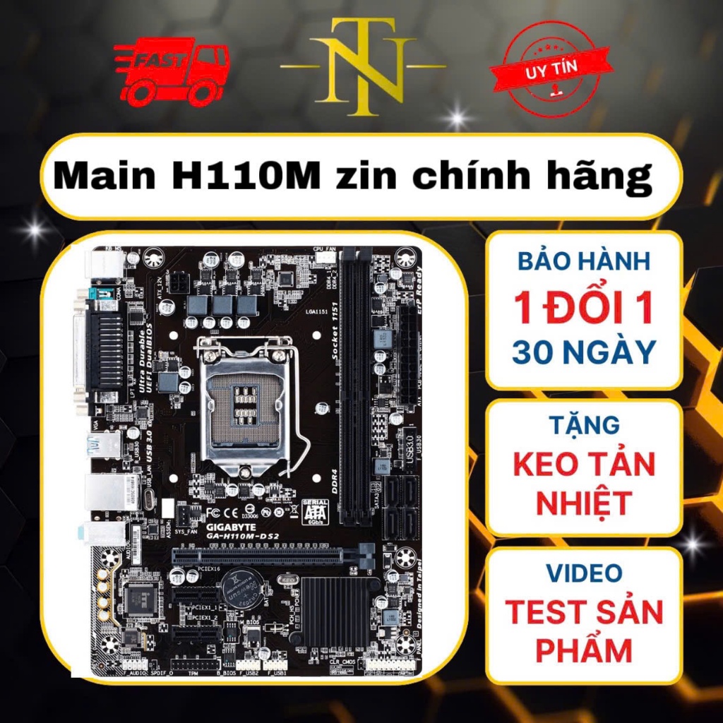 Main Gigabyte H110M-DS2 zin ( TẶNG FE+KEO TẢN NHIỆT+PIN CMOS).Main ...