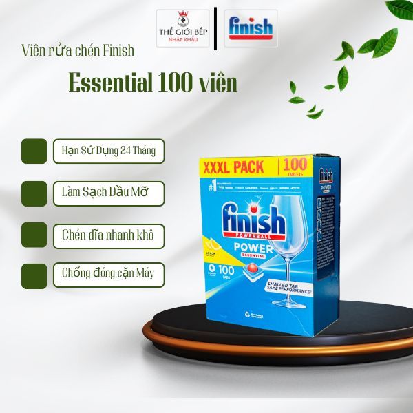 Viên rửa chén Finish Essential, công dụng 6 chức năng sạch tiết kiệm ...