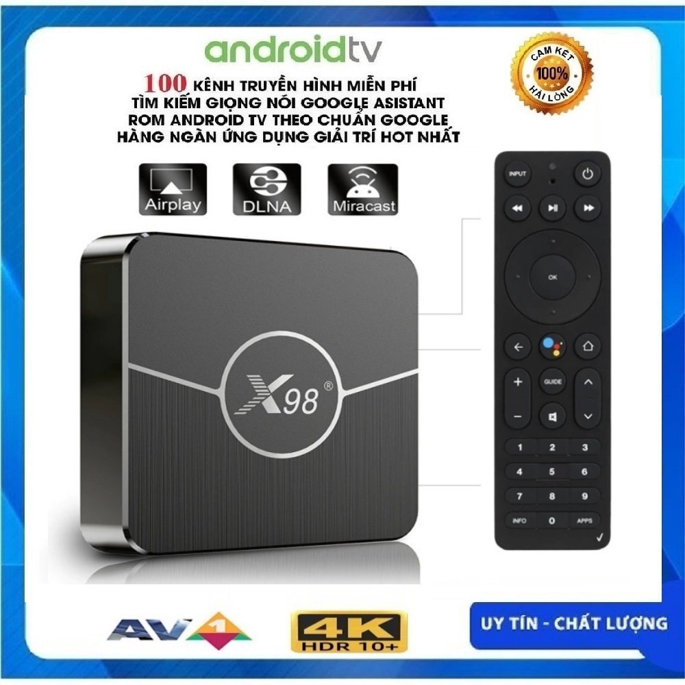 Android TV Box X98 Plus - Remote giọng nói, RAM 4GB, ROM 32GB, Android ...