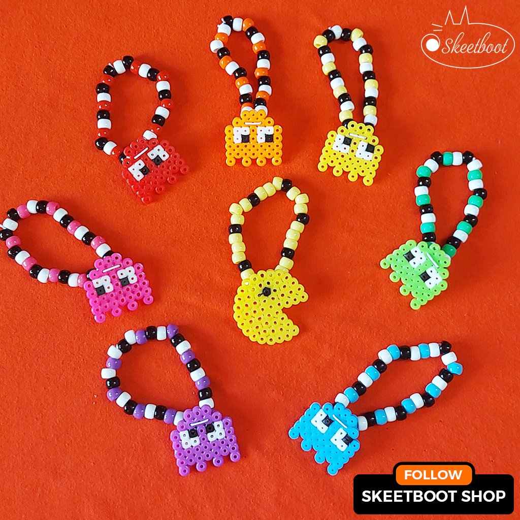 Vòng kandi Pacman - vòng tay perler ghost pacman - phụ kiện rave edm ...