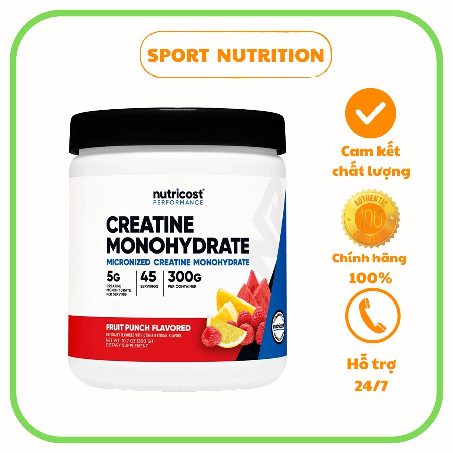 (Vón nhẹ) Bột tăng sức mạnh Nutricost Creatine Monohydrate Powder ...