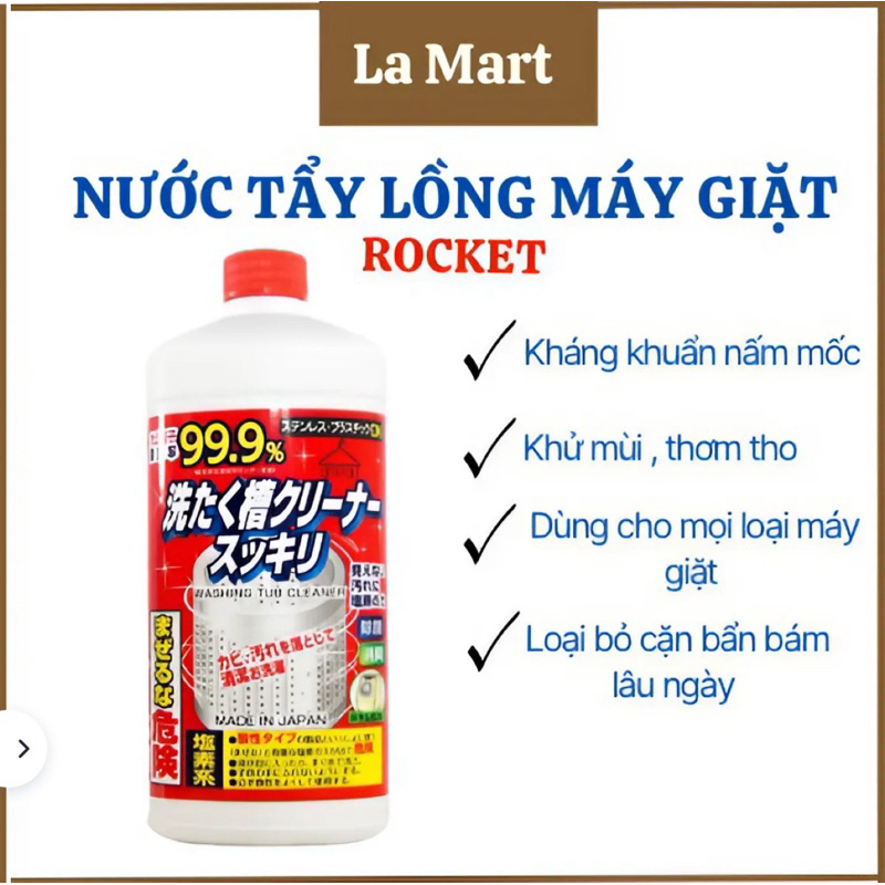 Nước Tẩy Vệ Sinh Lồng Giặt ROCKET 99.9% Nội Địa Nhật Bản 550g, Nước Tẩy ...