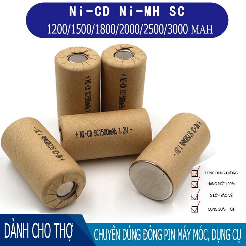 Pin sạc NiCd Nimh SC 43x23mm, Niken Metal Hydride Niken Cadmium SC ...