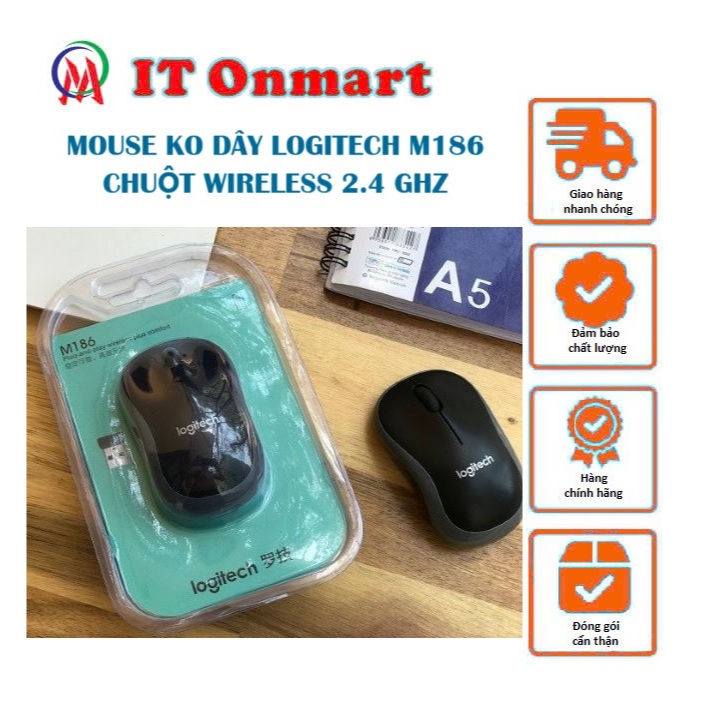 Chuột không dây Logitech M186, M330, M185, M280 Silent Plus giảm ồn, USB, thuận tay phải, PC ...