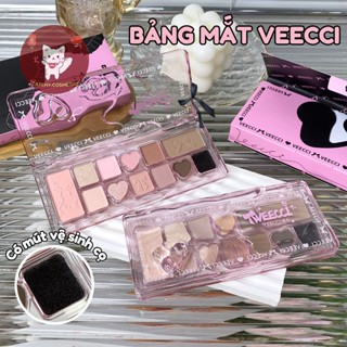 [VEECCI] Bảng Phấn Mắt VEECCI 11 Ô Ballet Nơ Lụa Hồng Đen, Có Kèm Mút Vệ Sinh Cọ Tiện Lợi, Đa ...