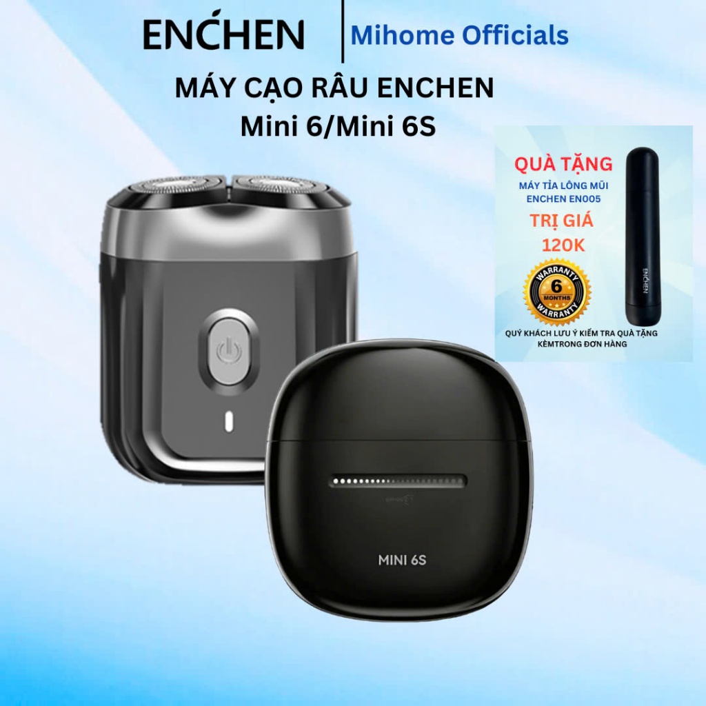 [TẶNG TỈA MŨI] Máy cạo râu Enchen Mini 6/Mini 6s, đầu cạo nổi 28 lưỡi ...