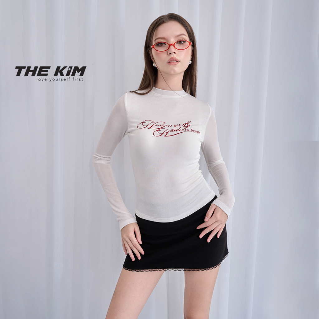 THEKIM Áo thun dài tay vải ánh nhũ " HARD TO GET, HARDER TO FORGET ...