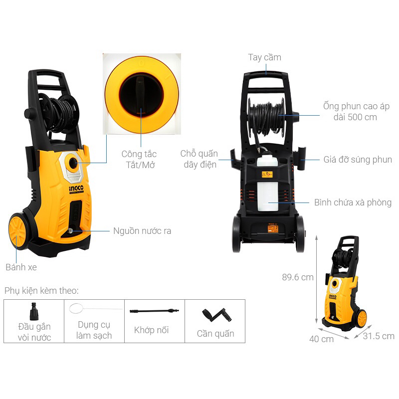 máy phun sịt rửa xe Ingco HPWR25008 2500W | Shopee Việt Nam
