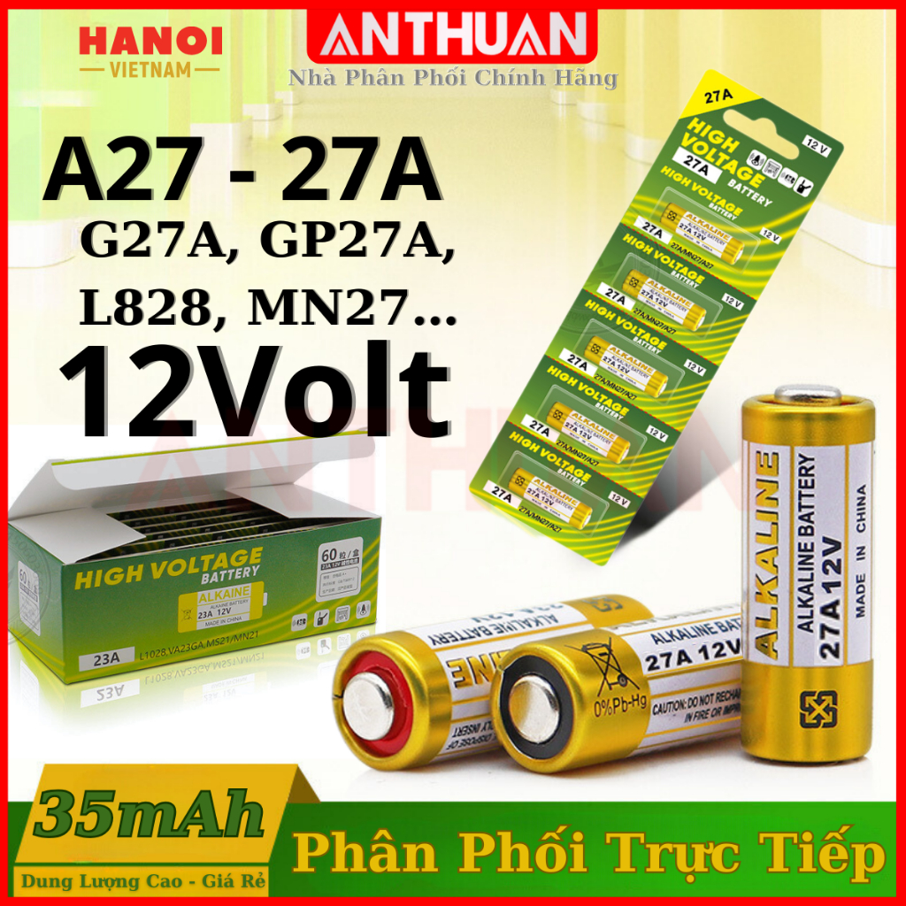 Vỉ 5 Viên Pin A27 12V Dung Lượng Cao 27A L828 G27A cho điều khiển cửa ...