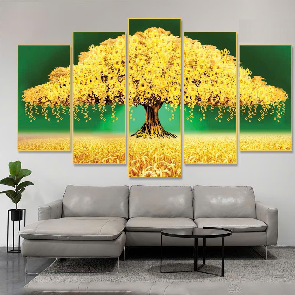 Tranh Phòng Khách Tranh Cây Tài Lộc Tranh Tráng Gương In Uv 8k