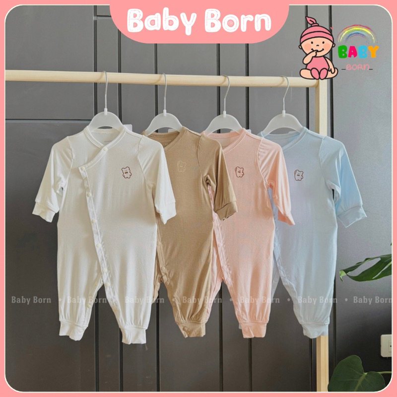 Body Anminaza dài tay cài chéo sợi tre thun lạnh mềm mát cho bé sơ sinh ...