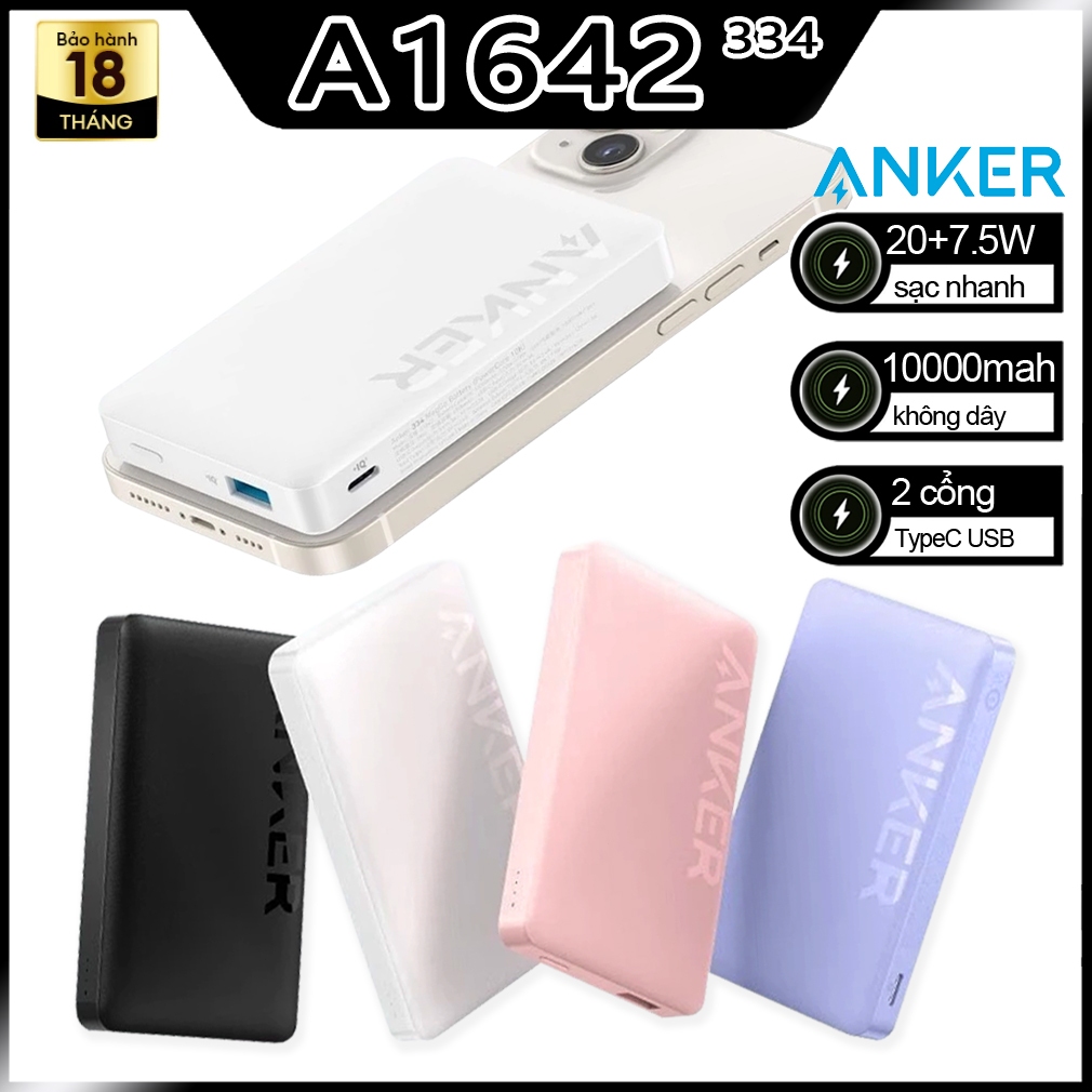 sạc dự phòng không dây anker A1642 334 Pin sạc dự phòng từ tính MagGo ...