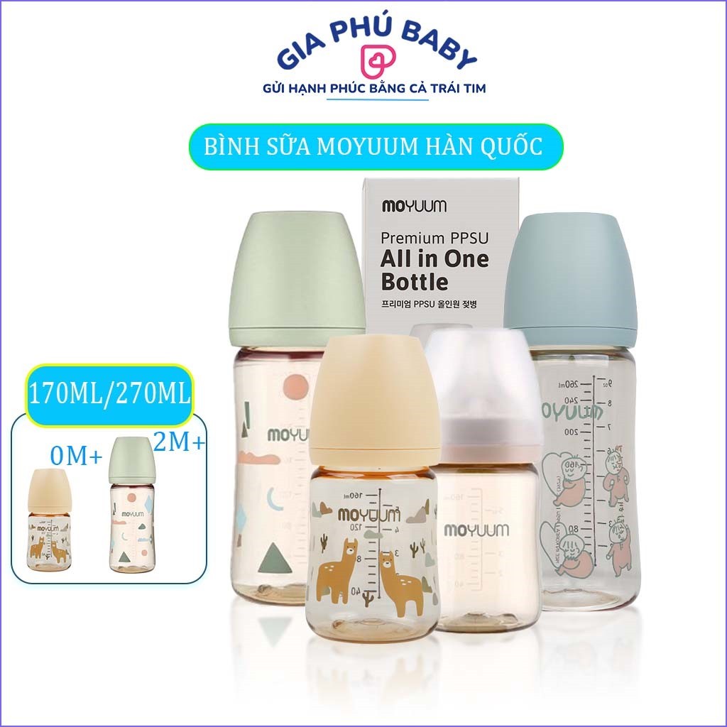 Bình Sữa Moyuum Hàn Quốc 170ml - 270ml Mẫu Trơn/thỏ/tim/mây Chính Hãng cho bé | Shopee Việt Nam