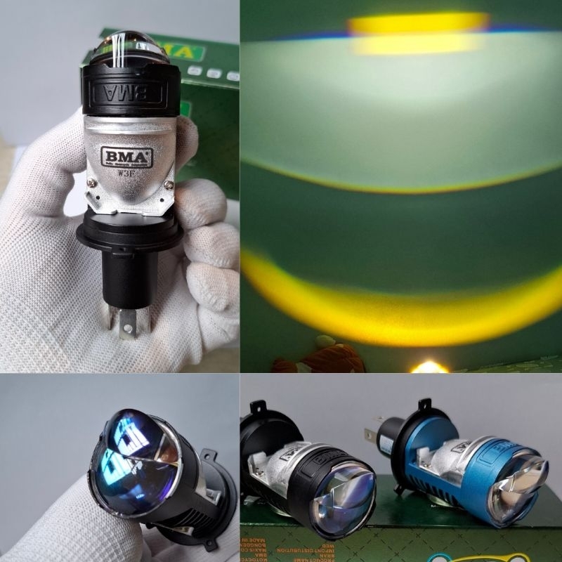 Đèn pha Led BMA W3f Bản nâng cấp kính tím- phủ NaNo, Lắp pha ô tô, xe ...