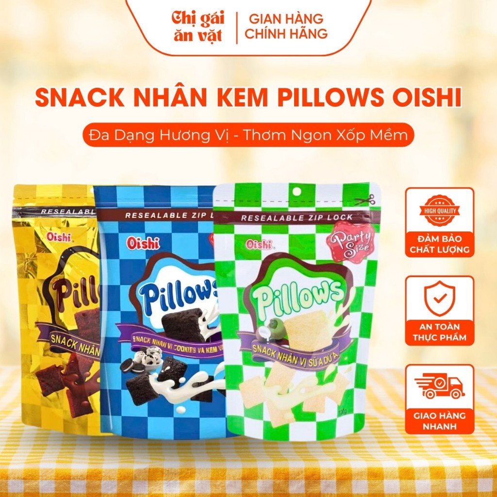 Snack Bánh Nhân Kem Pillows Oishi Cao Cấp Các Vị Thơm Ngon Xốp Mềm Túi ...