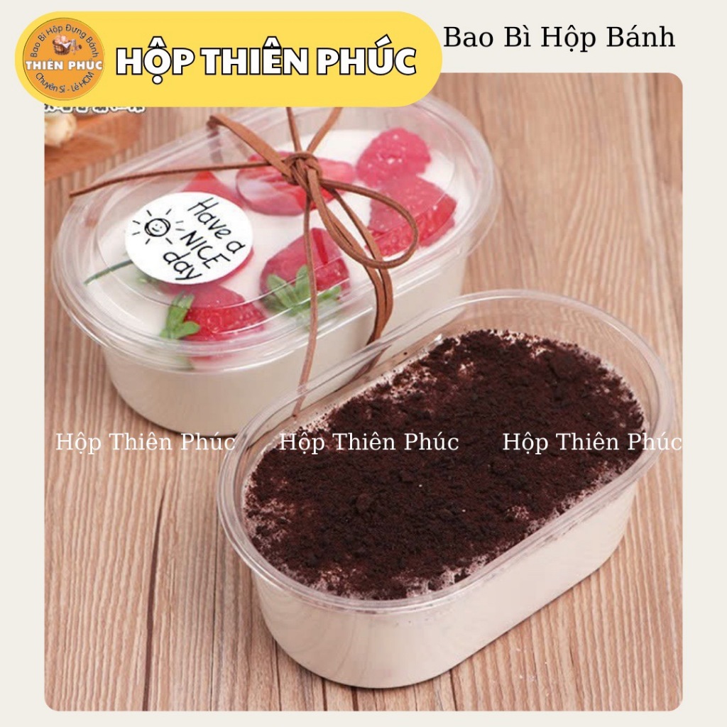 100 Hộp XY150G oval đựng bánh tiramisu - mousse trái cây - red velvet ...