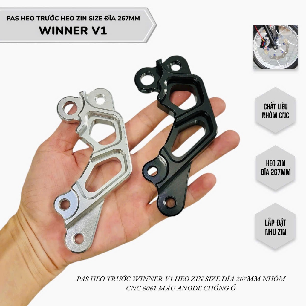 Pas heo trước WINNER V1 heo zin 267mm nhôm cnc nguyên khối màu anode ...