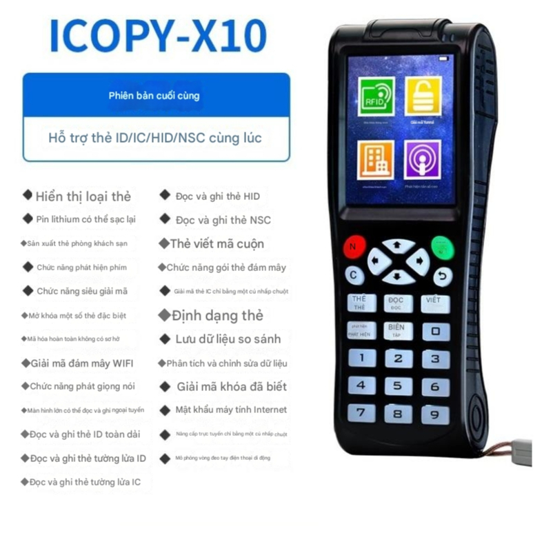 [Bản mới nhất] Máy sao chép thẻ từ Siêu Giải Mã ICOPY-X10 đa tần số 125 Khz, 13.56 Mhz chép Thẻ ...