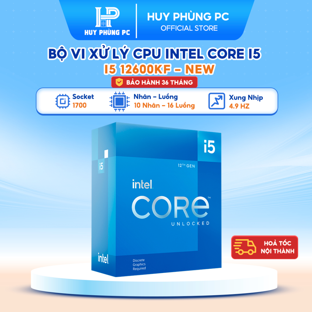Bộ vi xử lý Intel Core i5 12600KF - Bảo hành 36 tháng | Shopee Việt Nam