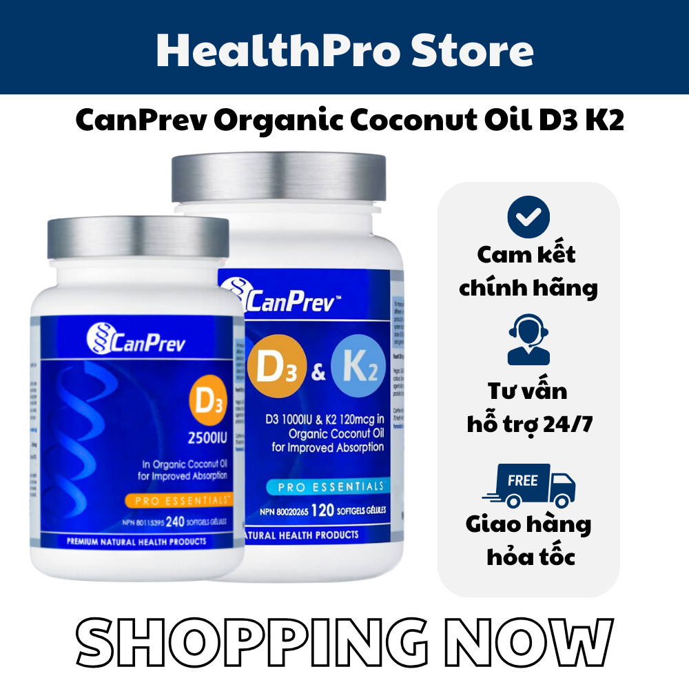 [Chính Hãng] Canprev D3 & K2 tăng cường miễn dịch, chắc khỏe xương 120/ ...