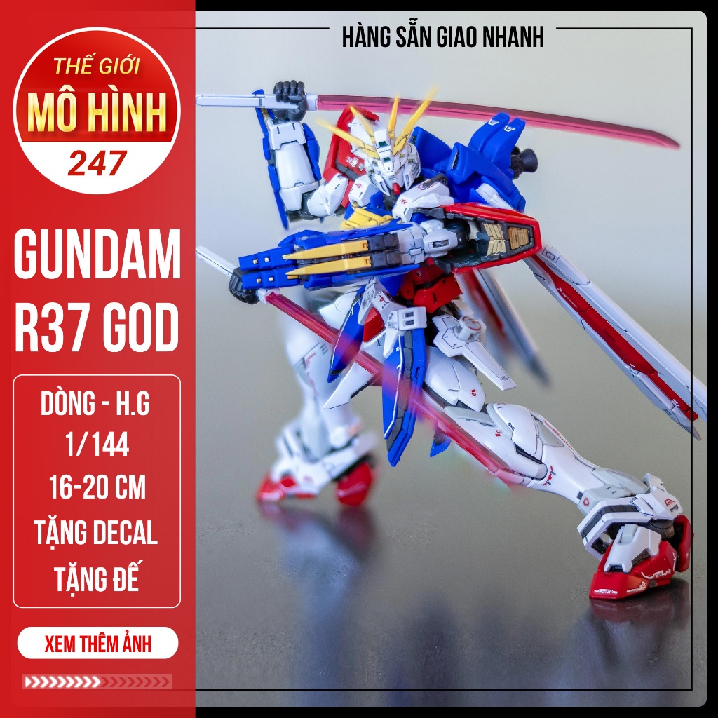 Combo Mô Hình Lắp Ráp RG R37 God - Kèm đế + Decal dán full Thân ...