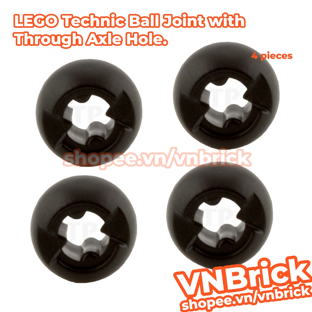 4x New Genuine LEGO Black Technic Ball Joint with Through Axle Hole ID 4286267 53585 (4 Pieces ...
