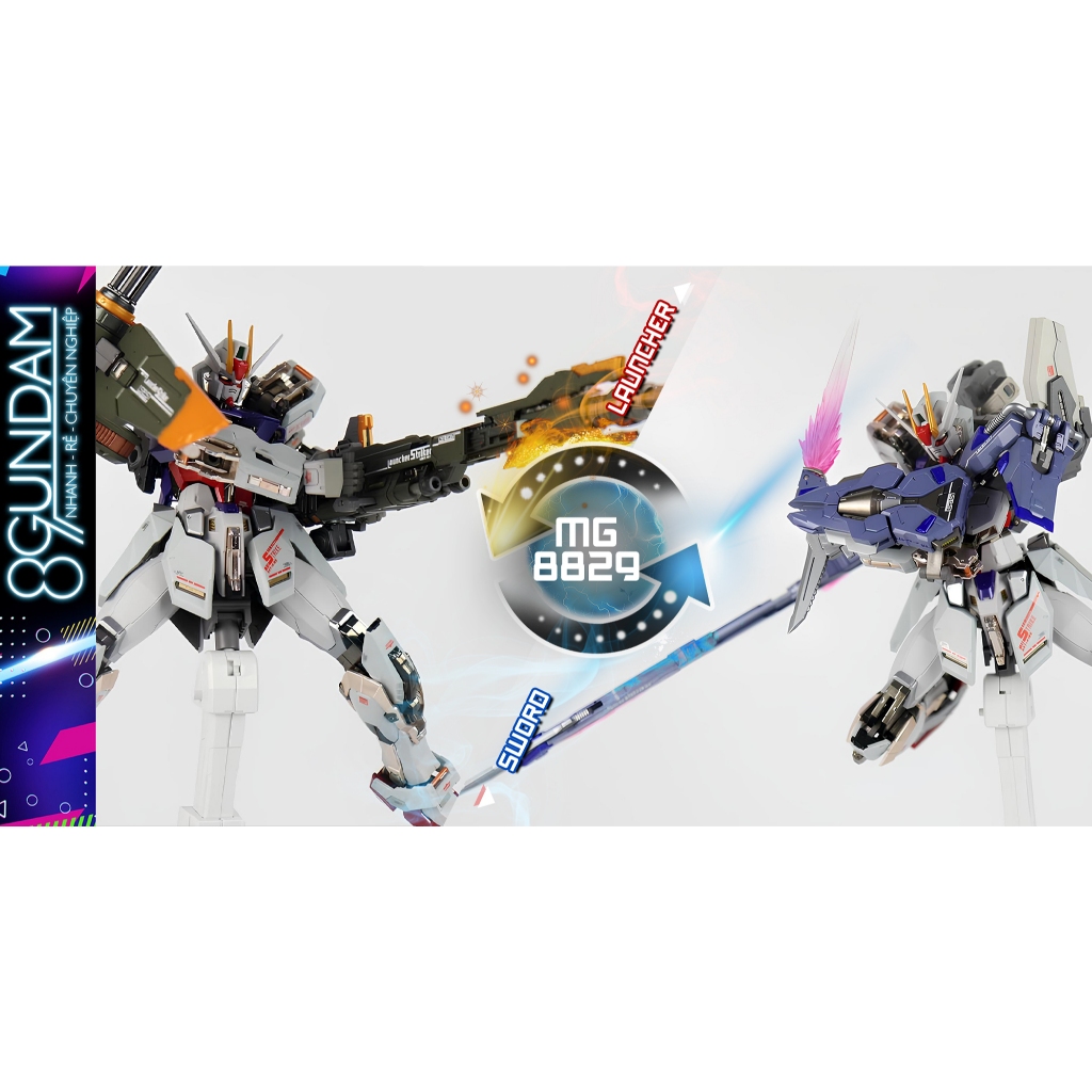 [CÓ SẴN] Mô Hình Lắp Ráp MG 8829 Launcher / Sword Strike Fighter Ver MB (tặng kèm base + decal ...