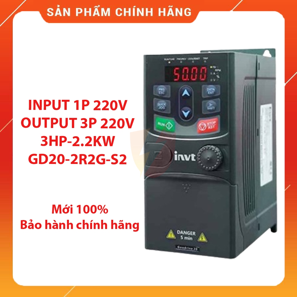 Biến tần INVT vào 1 Pha 220V pha ra 3 pha 220V 3HP 2.2Kw - GD20-2R2G-S2 | Shopee Việt Nam