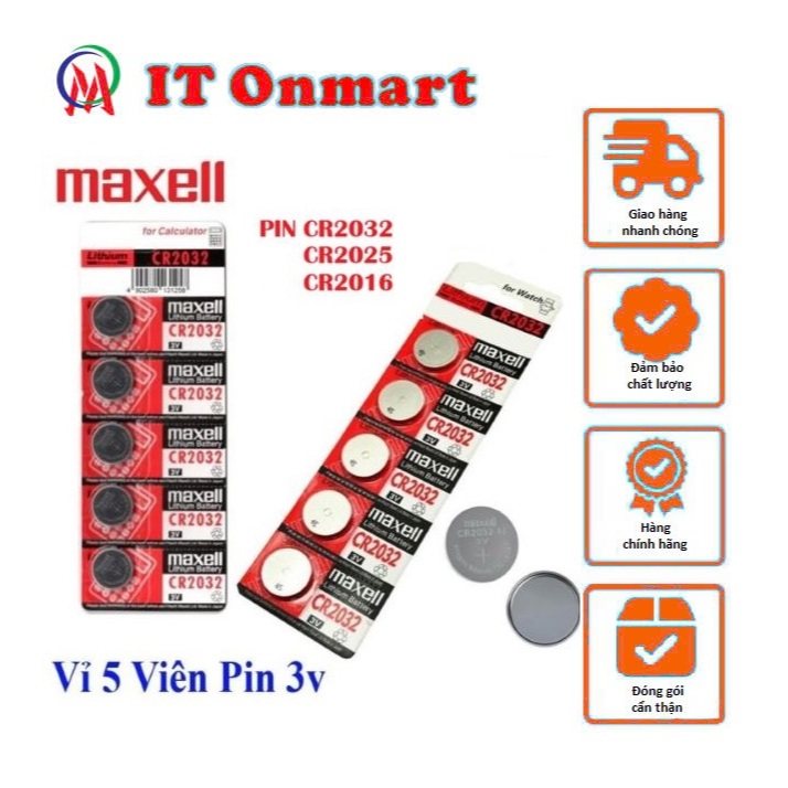 Pin Cmos CR2032 CR2025 Vỉ 5 viên dùng cho các thiết bị như máy tính,đồ ...