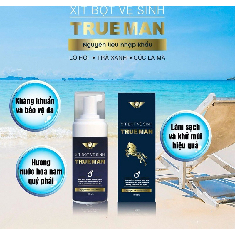Chai xịt bọt vệ sinh Nam giới, True man Kingphar, chai 100ml, kháng ...