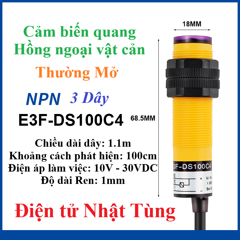 CẢM BIẾN QUANG HỒNG NGOẠI E3F-DS100C4, E3F-DS200C4 NPN VÀ PNP THƯỜNG ĐÓNG, MỞ 10-30VDC | Shopee ...