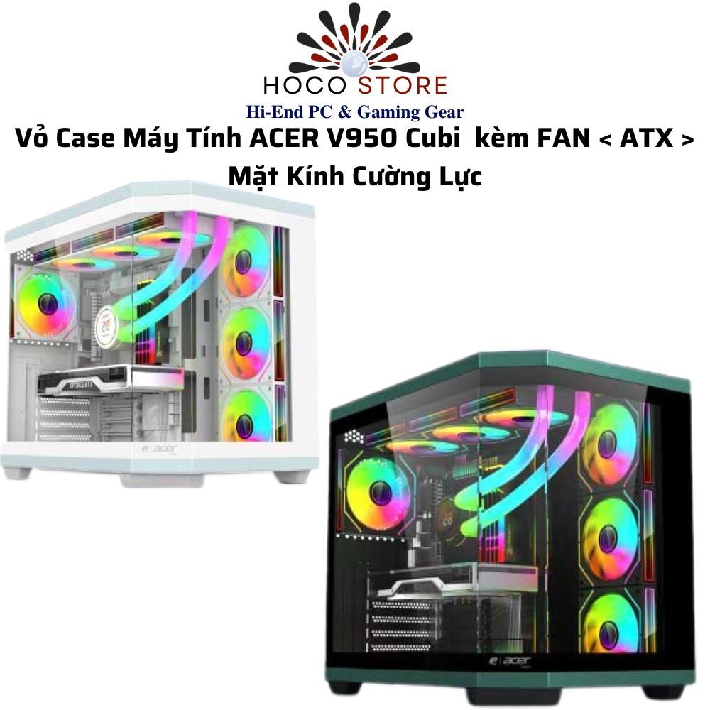 Vỏ Case Máy Tính ACER VSP V950 Cubi kèm FAN Mặt Kính Cường Lực GAMING l ...