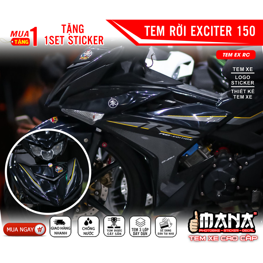 Tem rời EXCITER 150 - Y15ZR - Tem zin RC - Decal dán xe exciter 150, Tem dán xe 3 lớp cao cấp ...