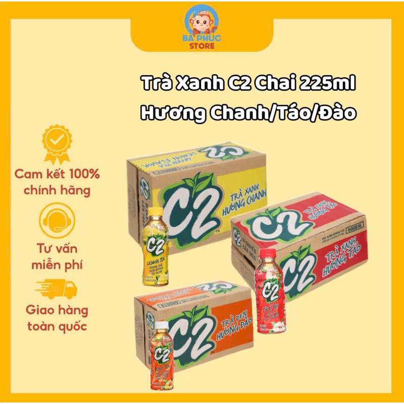 Thùng 24 chai Trà Xanh C2 Hương Chanh/ Táo/ Đào Giải Khát Chai Nhỏ ...