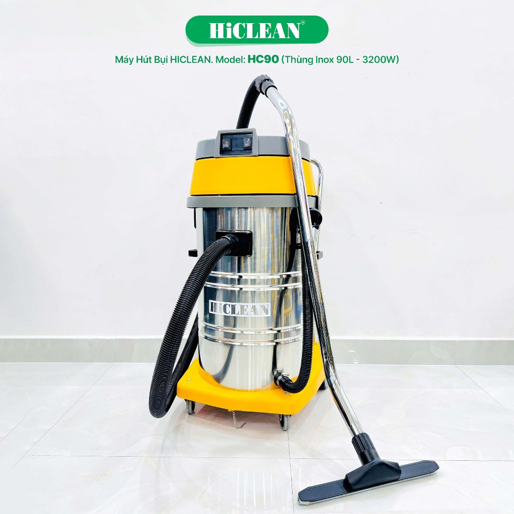 Máy hút bụi công nghiệp HiClean HC90, công suất 3200W, thùng chứa 90L ...