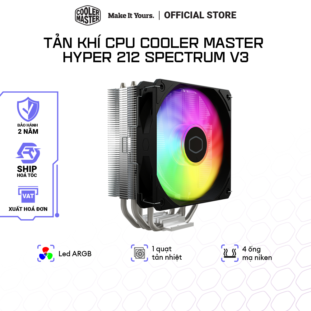 Quạt Tản Nhiệt CPU Cooler Master Hyper 212 Spectrum V3, Tự Động Nhận ...