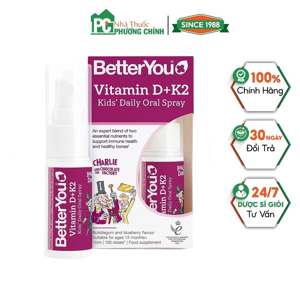 Xịt D3K2 Better You Vitamin D + K2 Kids Daily Oral - Bổ Sung D3 K2 Dạng ...