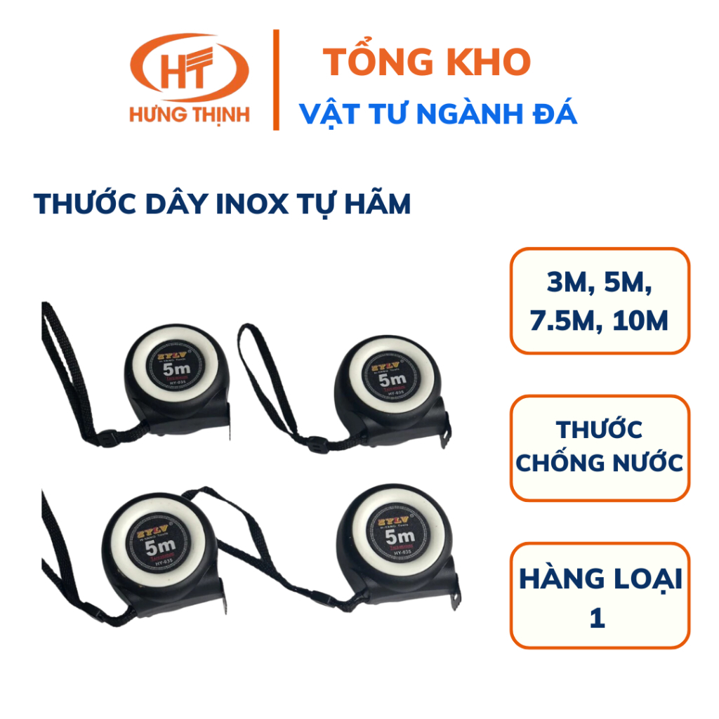 Thước dây inox tự hãm- Hàng chuẩn loại 1 dày dặn, cứng cáp, lụa in sắc ...