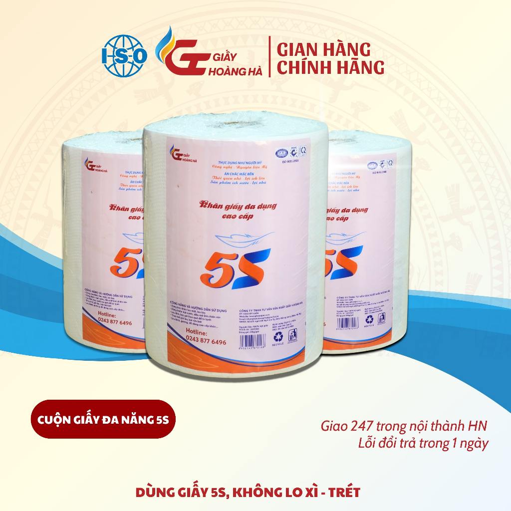 Khăn giấy ĐA NĂNG 5S 1kg dạng cuộn, lau bếp tiện lợi, thấp DẦU MỠ tốt, giấy thấm khô cá thịt ...
