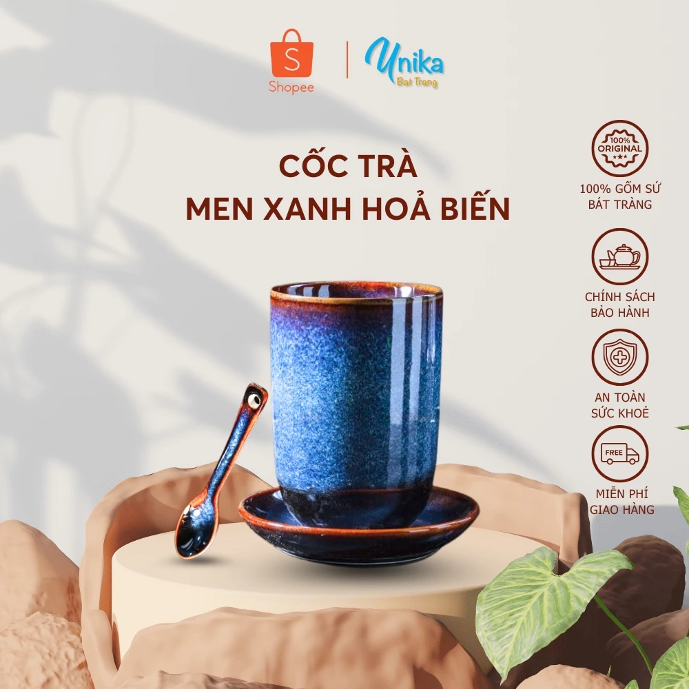 Cốc Trà, cốc uống nước Men Xanh Hoả Biến dung tích 250ml - Gốm Sứ Bát ...