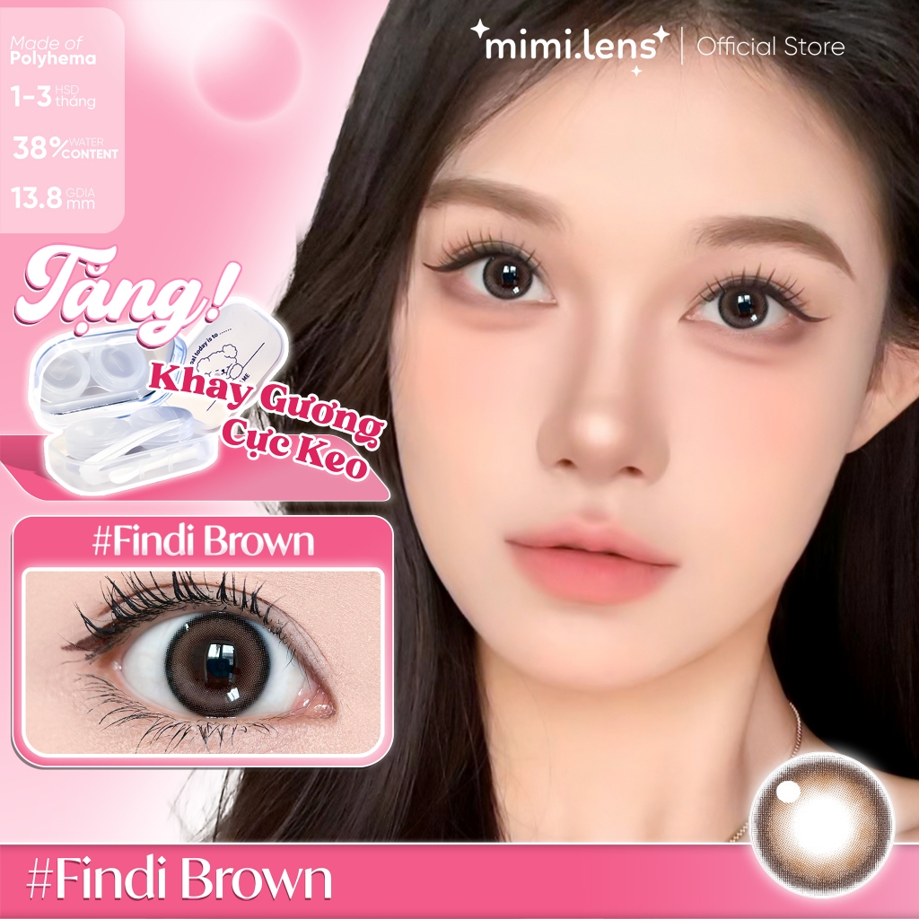 Kính Áp Tròng Lens Nâu Sữa FINDI BROWN hiệu ứng phủ bóng lens douyin dễ ...
