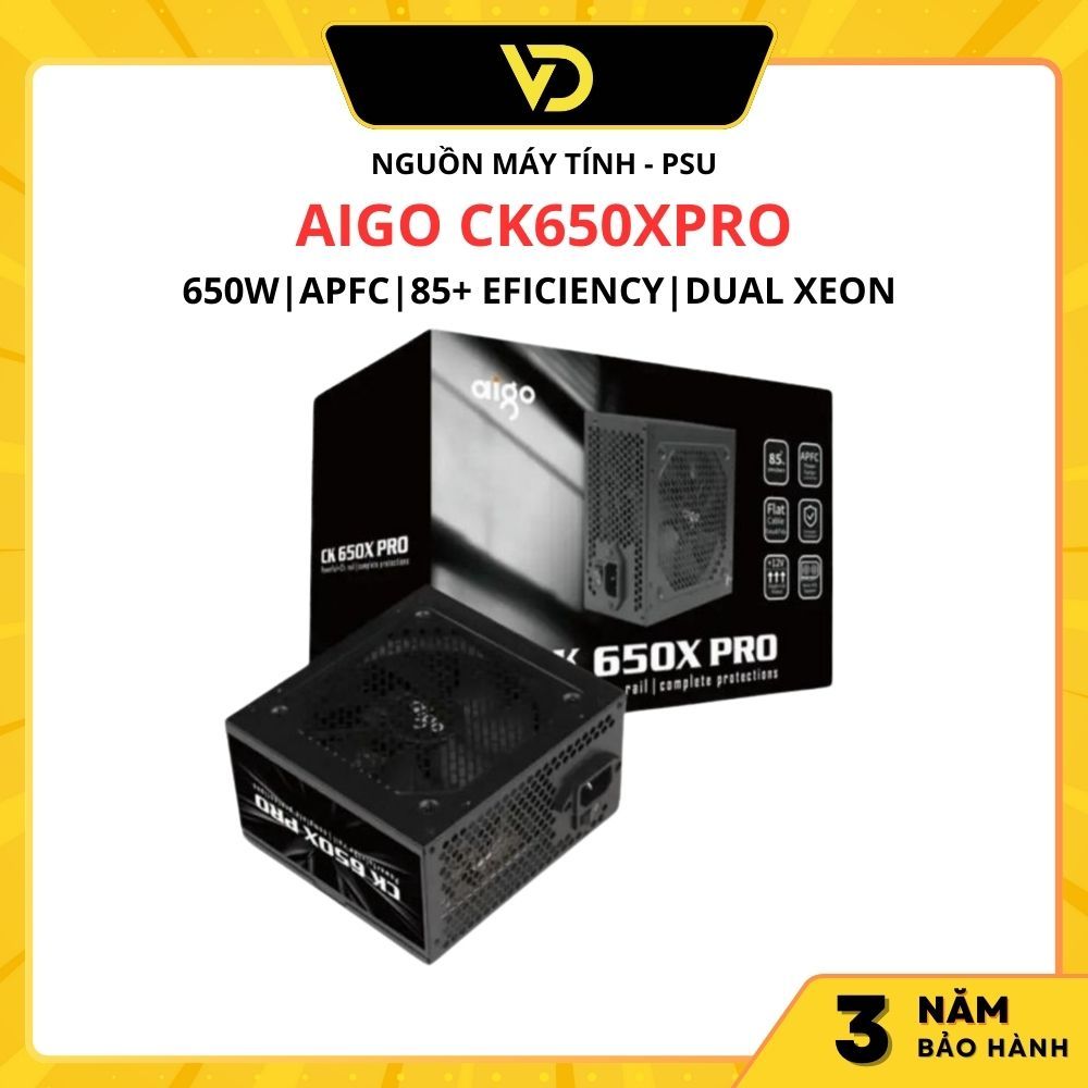 NGUỒN MÁY TÍNH AIGO CK650XPRO 650W APFC, 85+ EFICIENCY, DUAL XEON ...