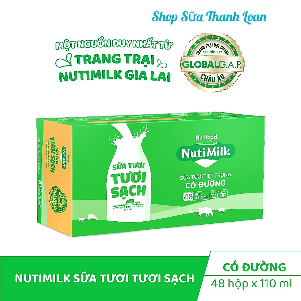 [HSD T4-2025] Thùng 48 Hộp NutiMilk Sữa Tươi Sạch Có Đường 110ml ...