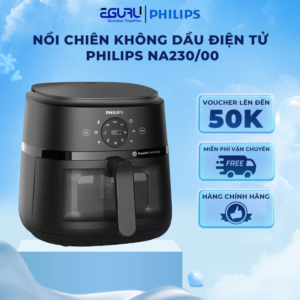 Nồi Chiên Không Dầu Điện Tử Philips NA230/00 6.2 lít |1700W | Cửa Sổ ...
